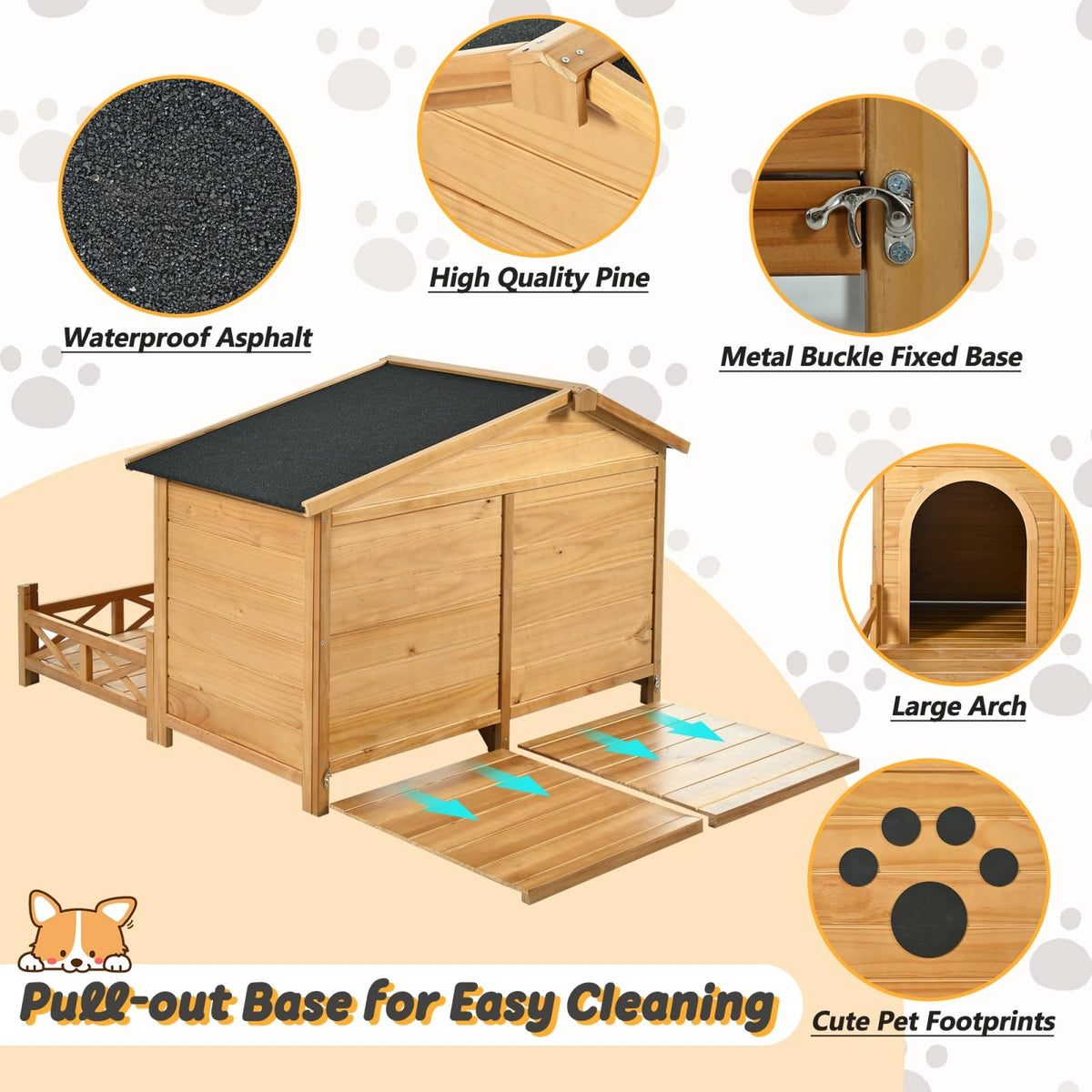 48 '' Large Cabin-Style Dog House with Porch - All-Weather Outdoor & I ...